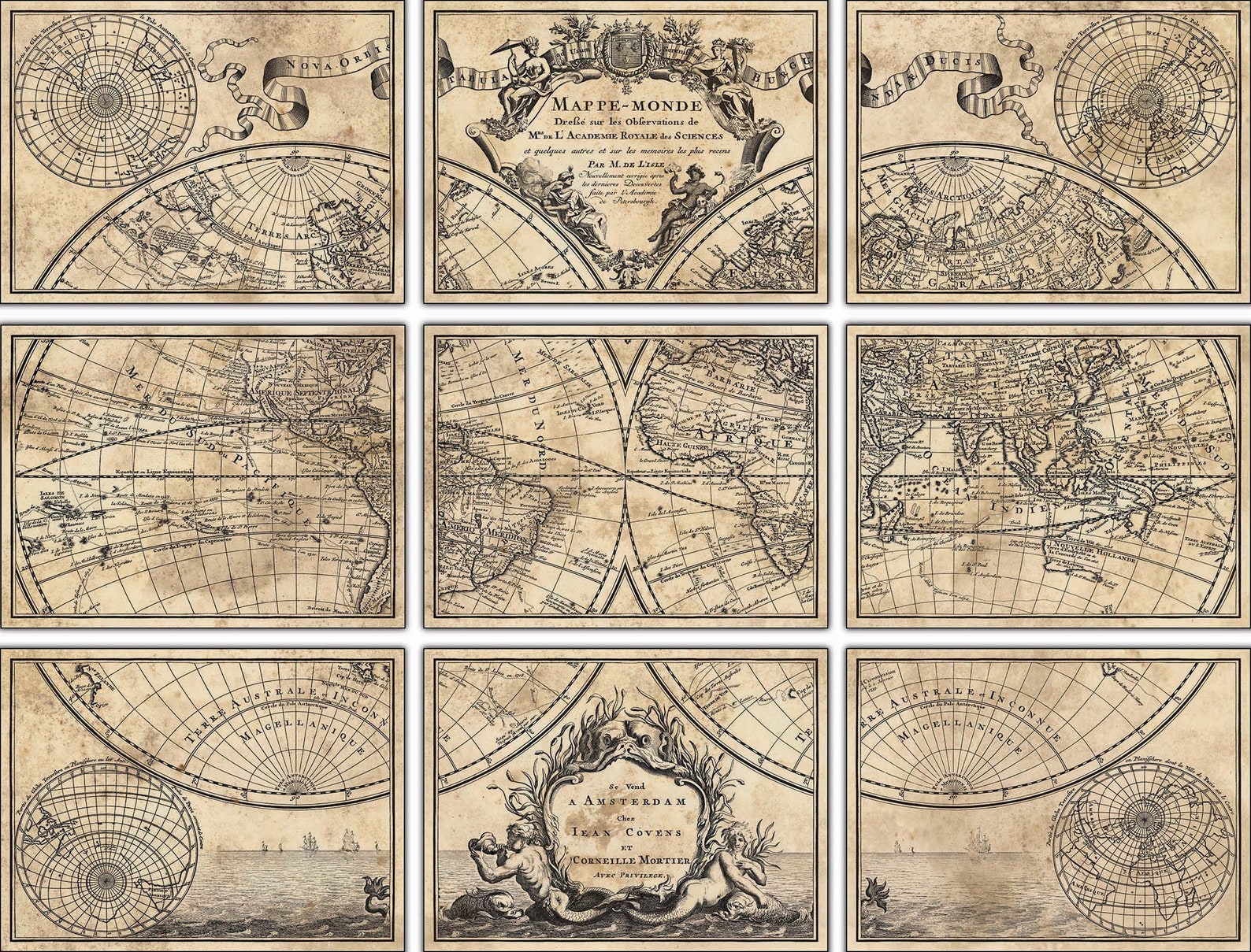 World Map Print : L'isle's 1720 Guillaume De | Etsy