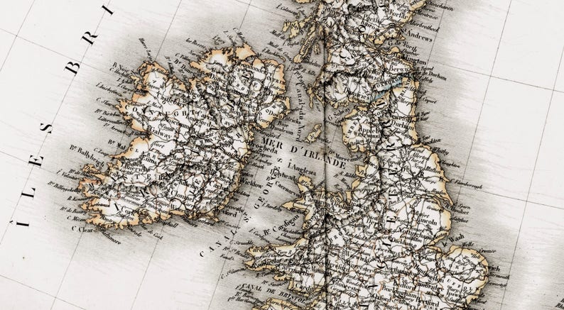 Europe Map : 1816 Map of Europe - Vintage Map of Europe - Panel Map ...