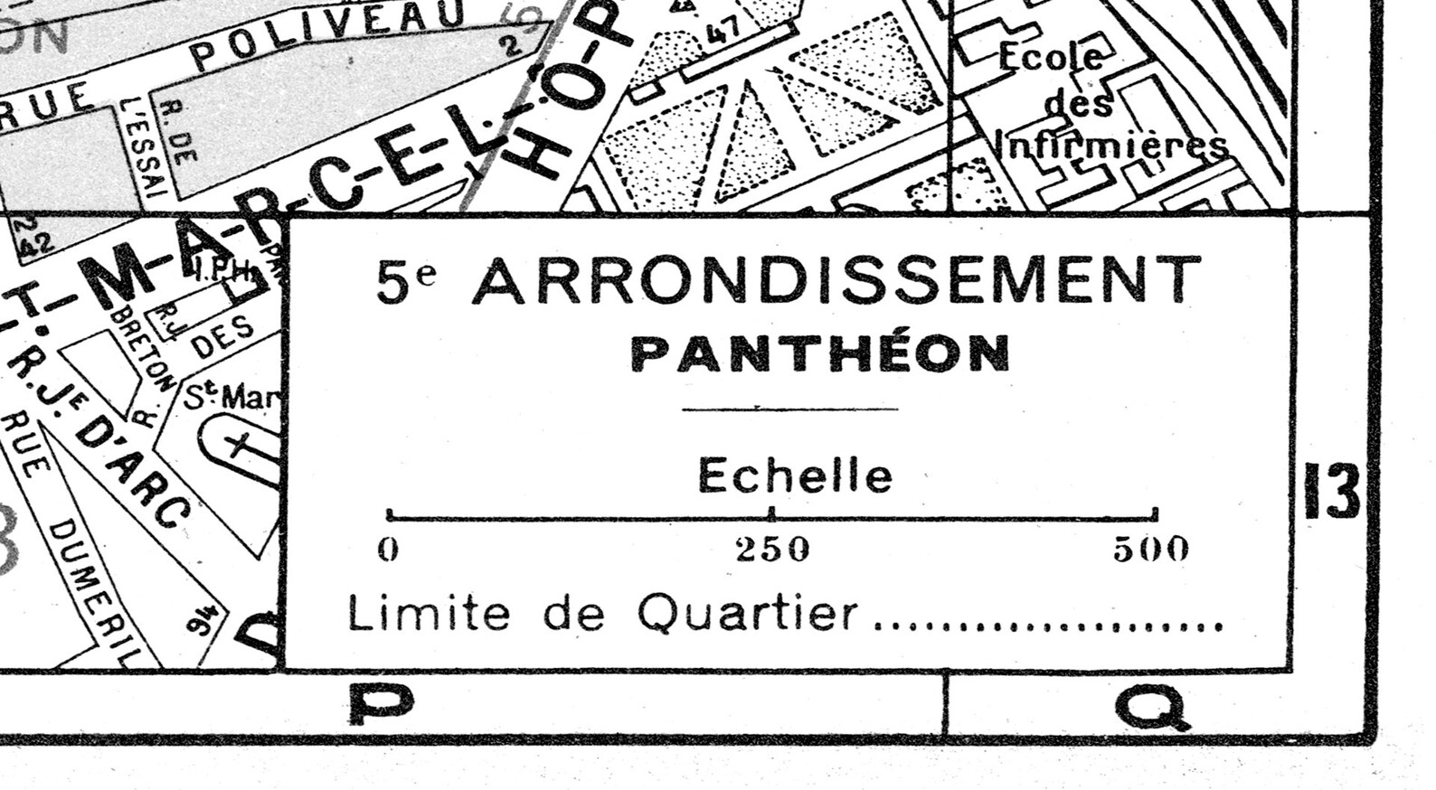 Paris Map - 5th Arrondissement Map - Pantheon Map Print : Vintage Paris ...