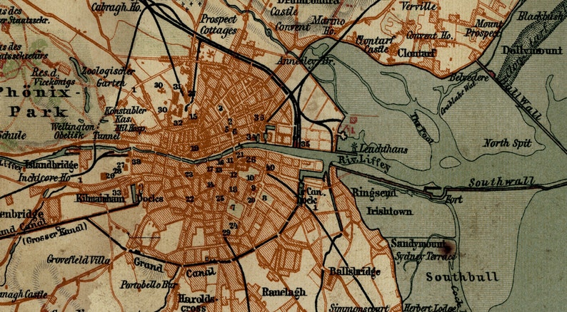 Dublin Map : Vintage Dublin map print poster Ireland Map | Etsy