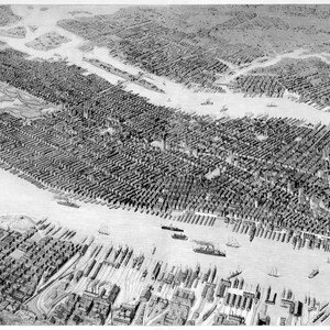 Manhattan Map : 1908 Map of New York City - Birds Eye View of New York ...