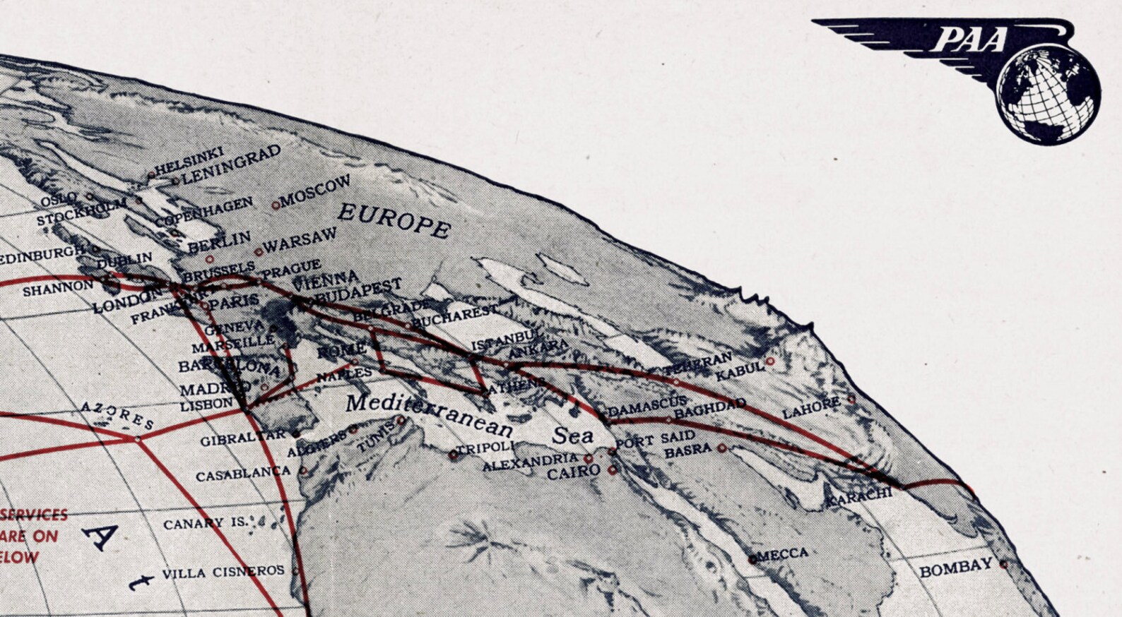 Pan Am Print : Pan Am Map - Pam American World Travel Print Pan Am ...