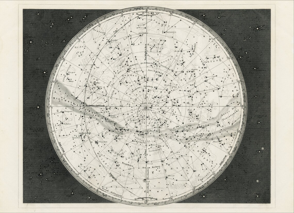 Constellation Map : Celestial Map Star Map 19th C. | Etsy