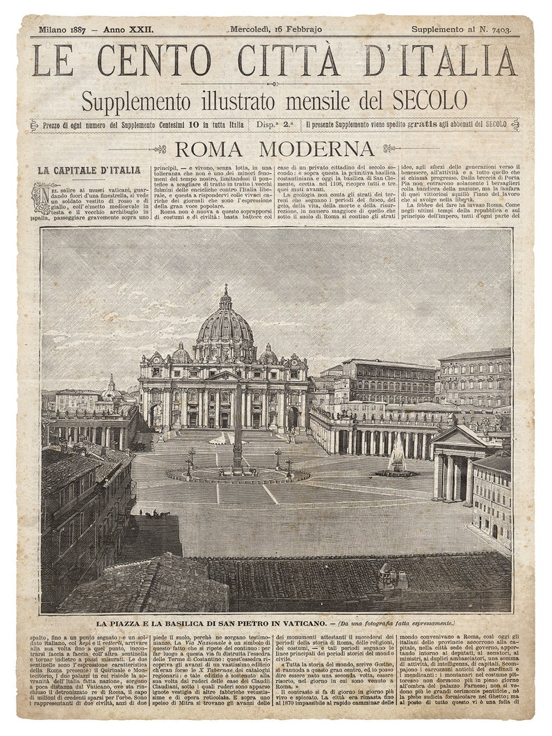 Vintage Italian Newspaper : Roma Moderna Full Cover 1 | Etsy