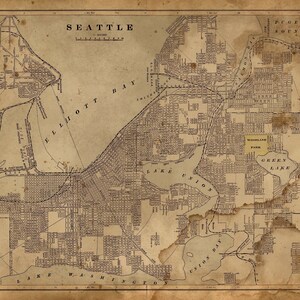 Seattle Map : Vintage Seattle Map Print Poster Circa 1899 - Washington ...
