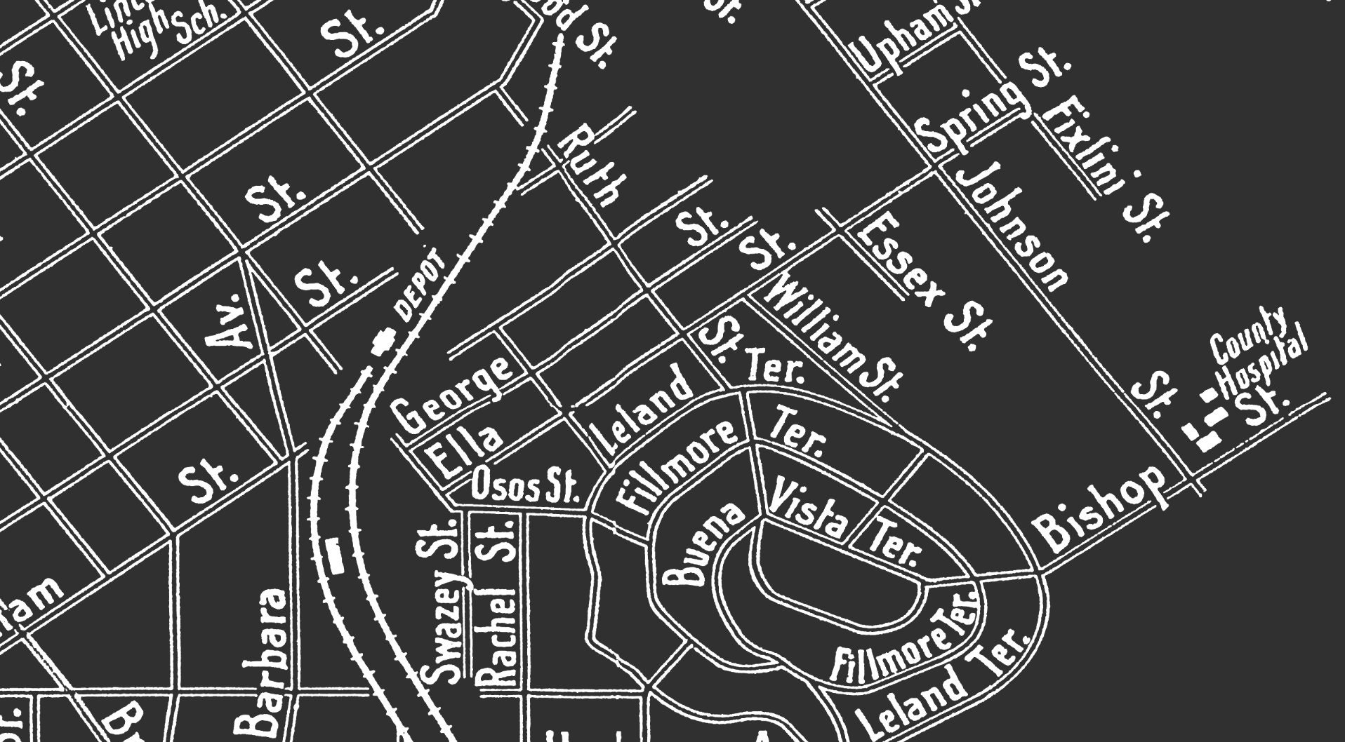 San Luis Obispo Map : Vintage San Luis Obispo Map Print Old | Etsy