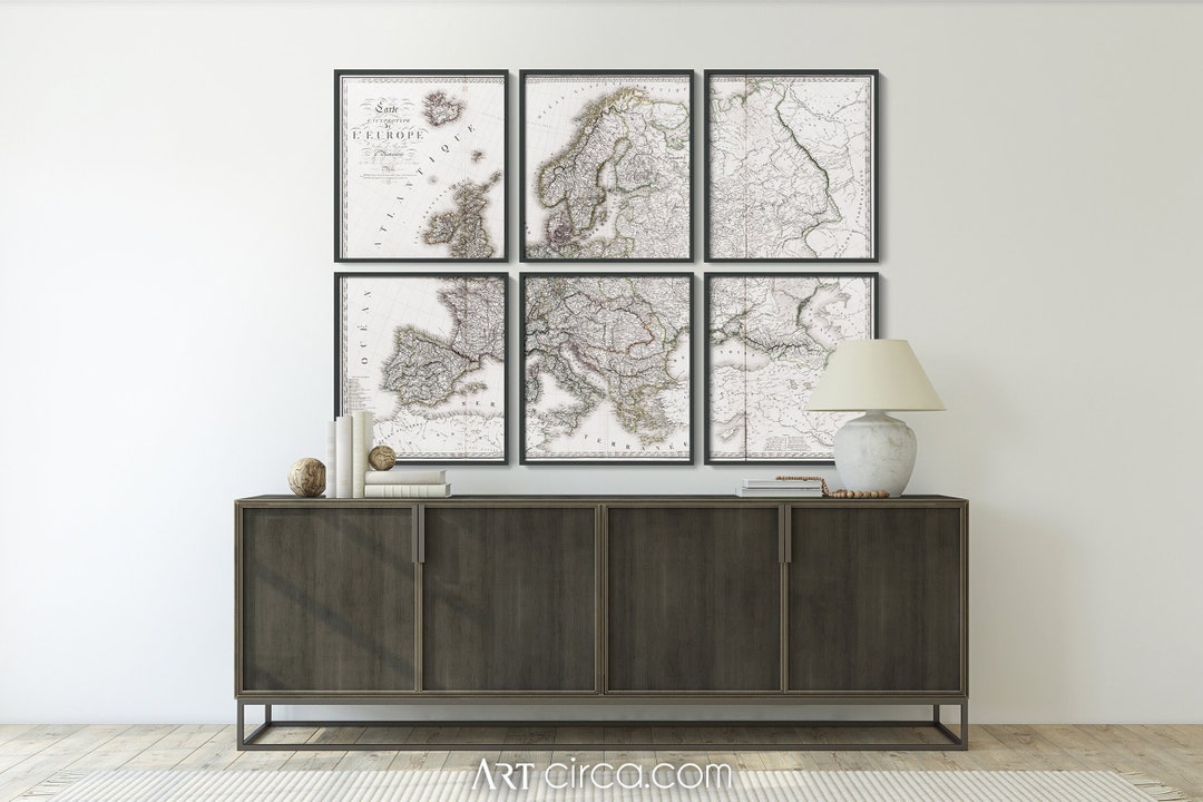 Europe Map : 1816 Map of Europe - Vintage Map of Europe - Panel Map ...