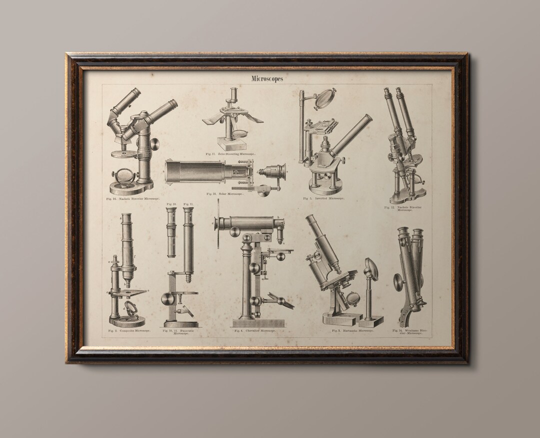 Science Art : Vintage Microscopes Art - Biology Art - Chemistry Art ...