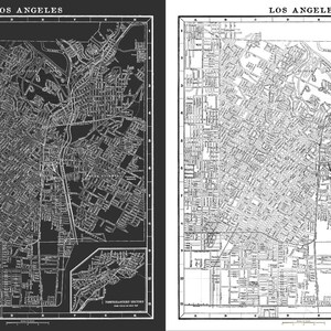Los Angeles Map Print Version #1: 1900s Lithograph Map of Los Angeles ...