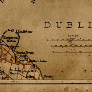 Dublin Map : Vintage Dublin Map Print Poster - Ireland Map Circa 1900 ...