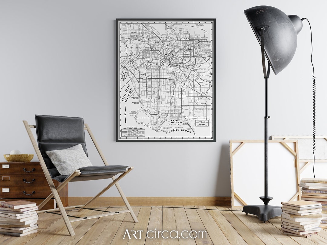 Vintage Los Angeles Map : 1940s Los Angeles Metro Map - Archival Los ...