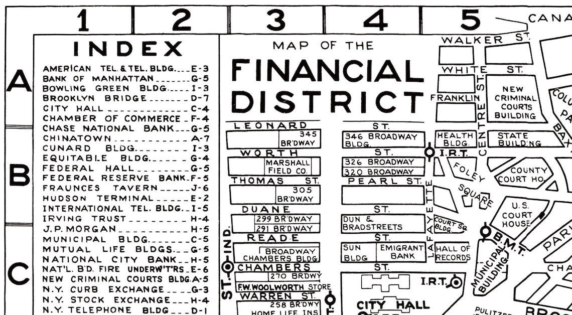 New York City Map : - Financial District Map - Archival New York Map ...