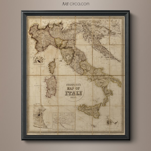 Large Map of Italy - Etsy