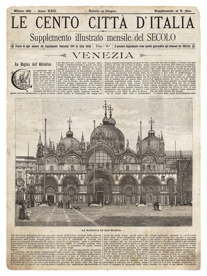 Vintage Italian Newspaper : Venezia Full Cover 2 Vintage | Etsy