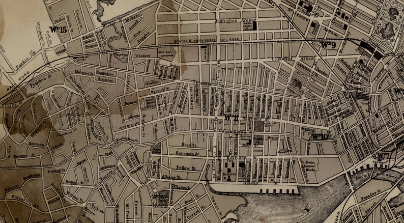 Boston Map Print : Vintage Boston Map Print Poster 1894 Old - Etsy