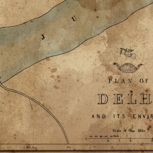 Delhi India Map : Vintage Rustic Circa 1857 Delhi Map Map Print Poster ...