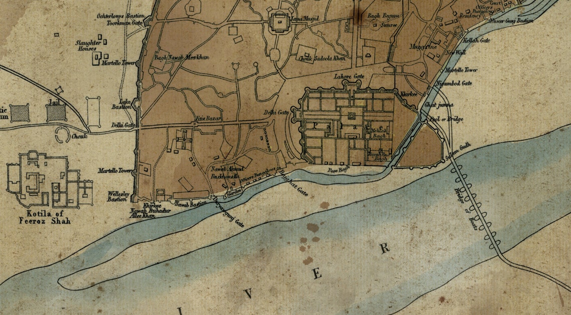 Delhi India Map : Vintage Rustic Circa 1857 Delhi Map Map - Etsy