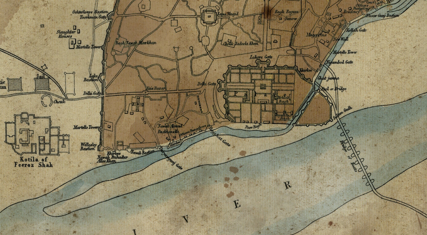 Delhi India Map : Vintage Rustic Circa 1857 Delhi Map Map - Etsy