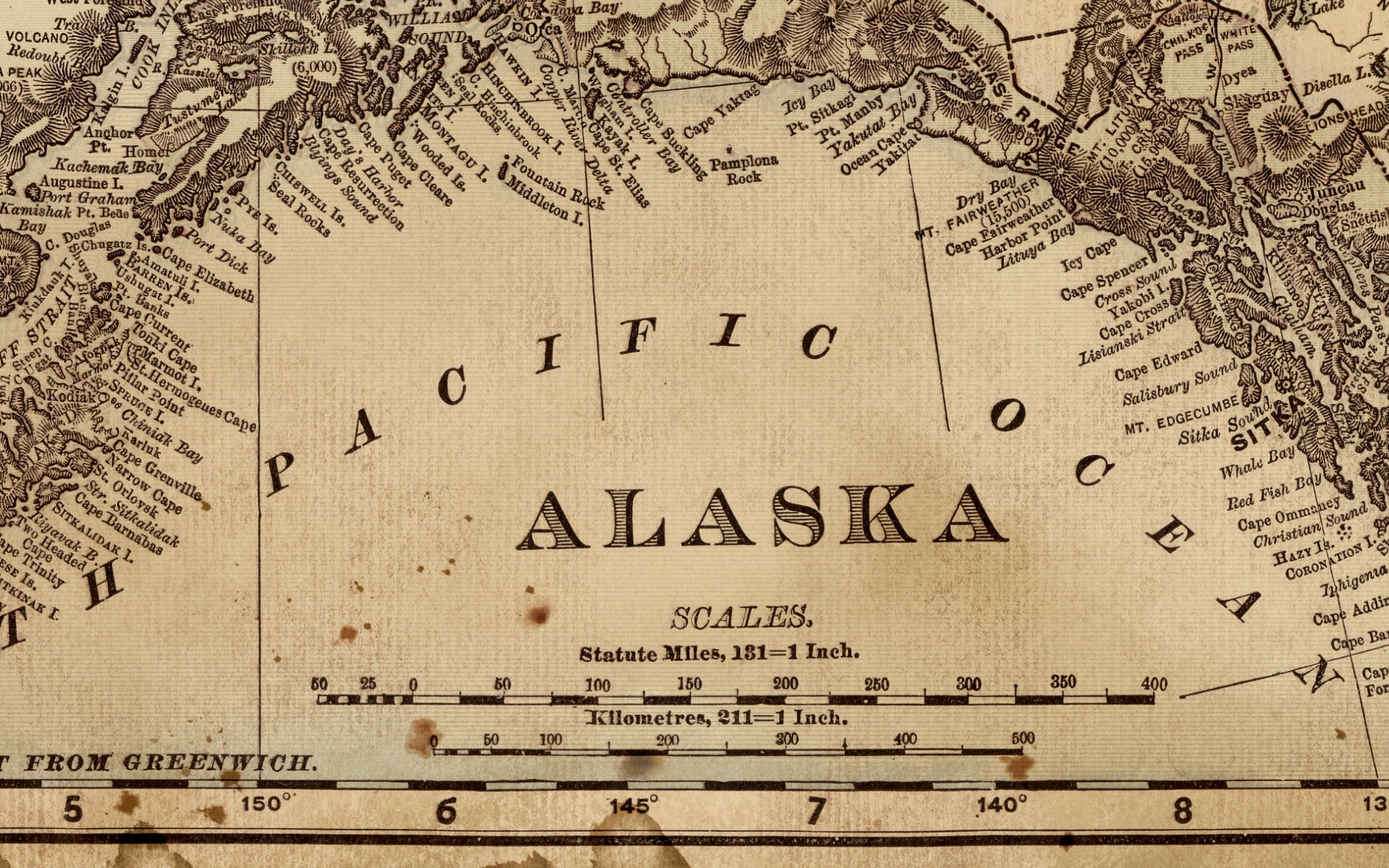 Alaska Map Print : Vintage Alaska Map Art - Alaska Poster - Alaska ...