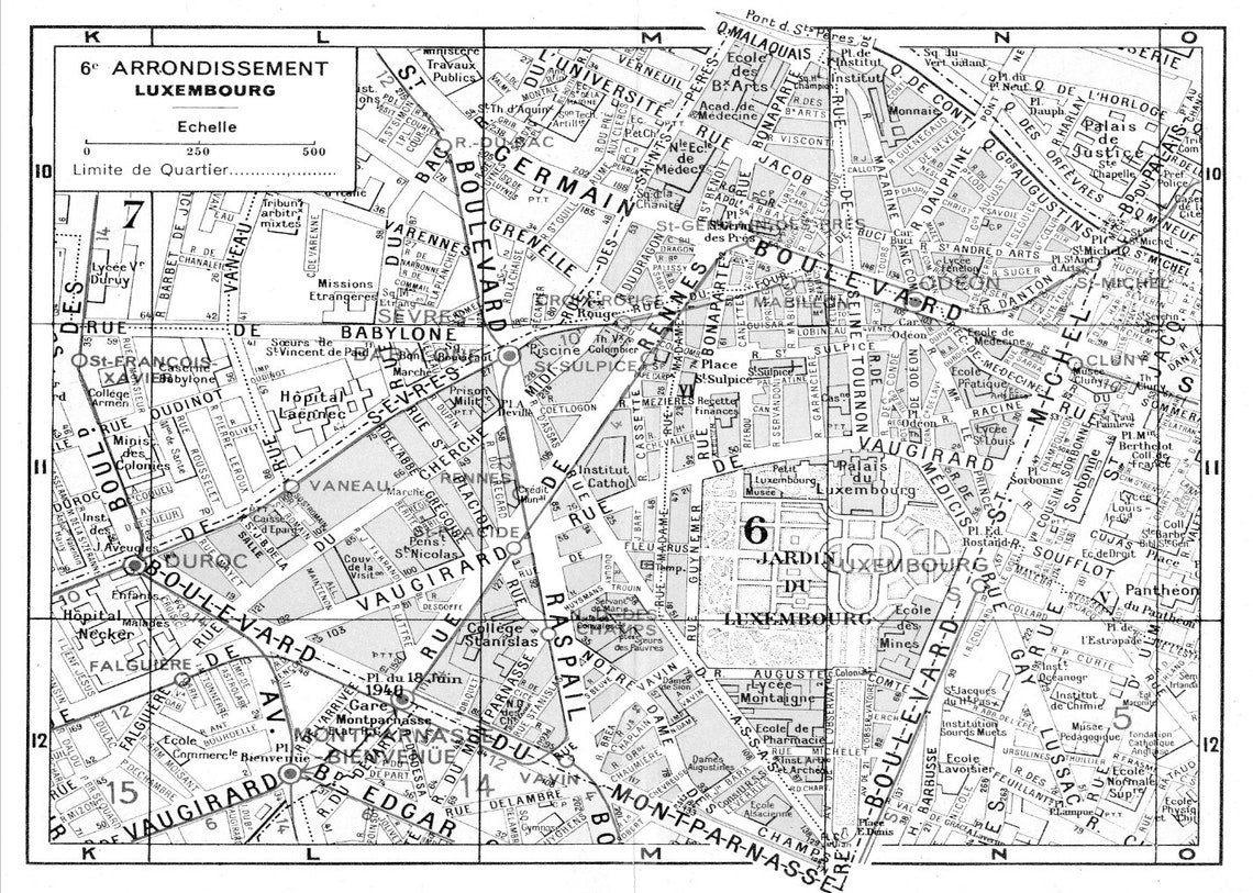 Paris Map 6th Arrondissement Map Luxembourg Map Print : | Etsy