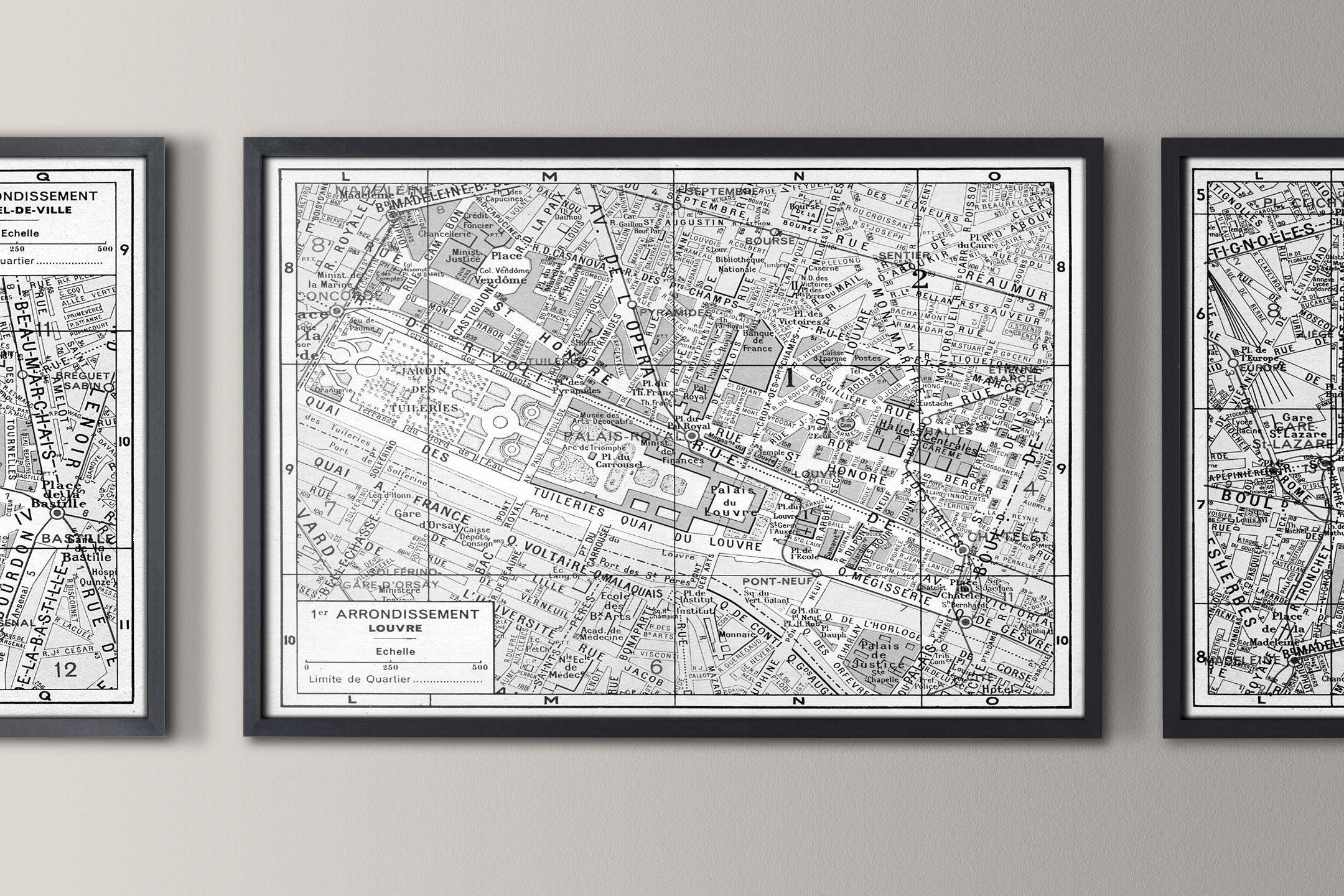 Paris Map 1st Arrondissement Louvre map Print : Vintage | Etsy