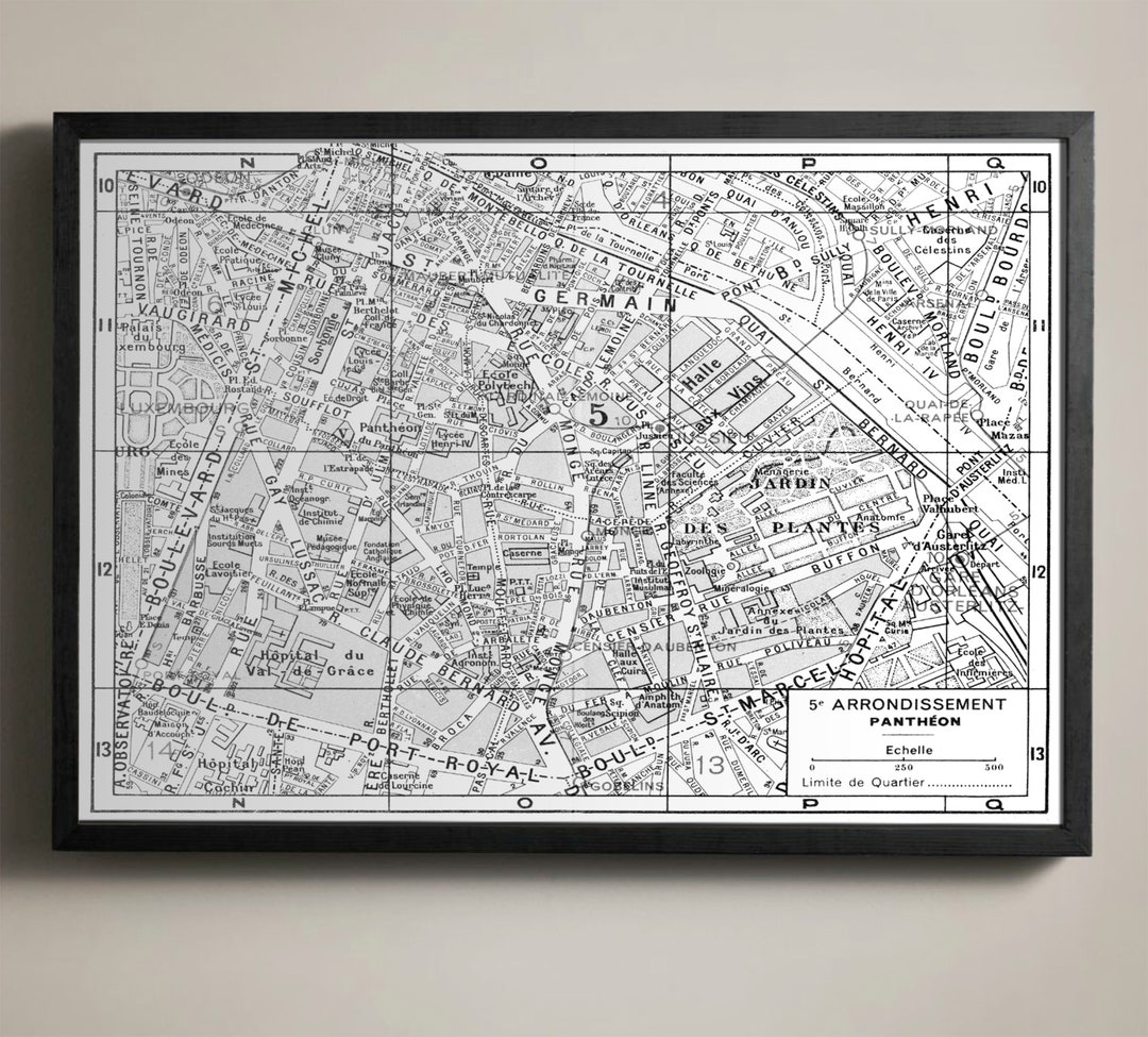 Paris Map 5th Arrondissement Map Pantheon Map Print : - Etsy