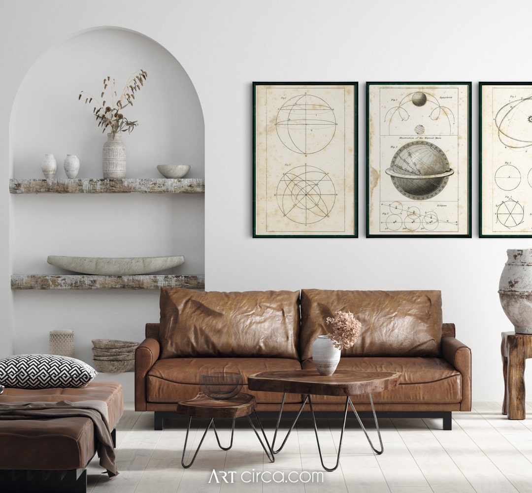 Moon Set Art : Atronomy Set Art - Moon Decor - Moon Phase Set Art ...
