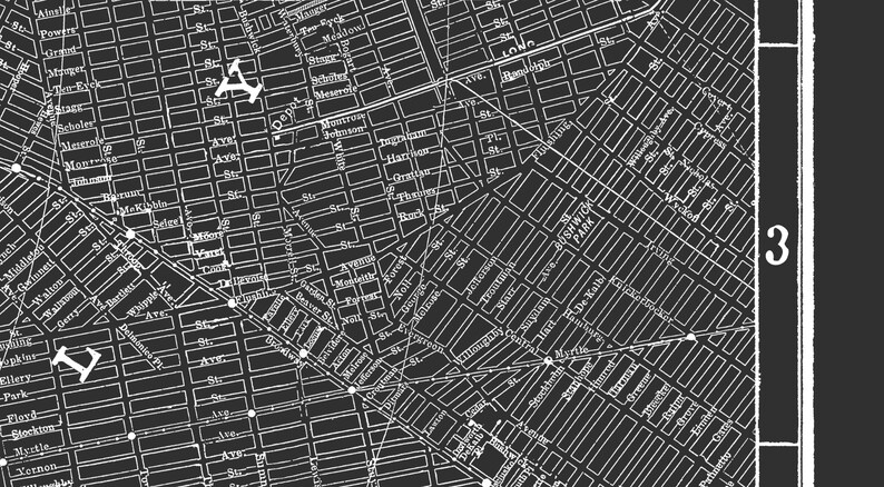 Brooklyn Map Print : Black and White Vintage Brooklyn Map Print - New ...