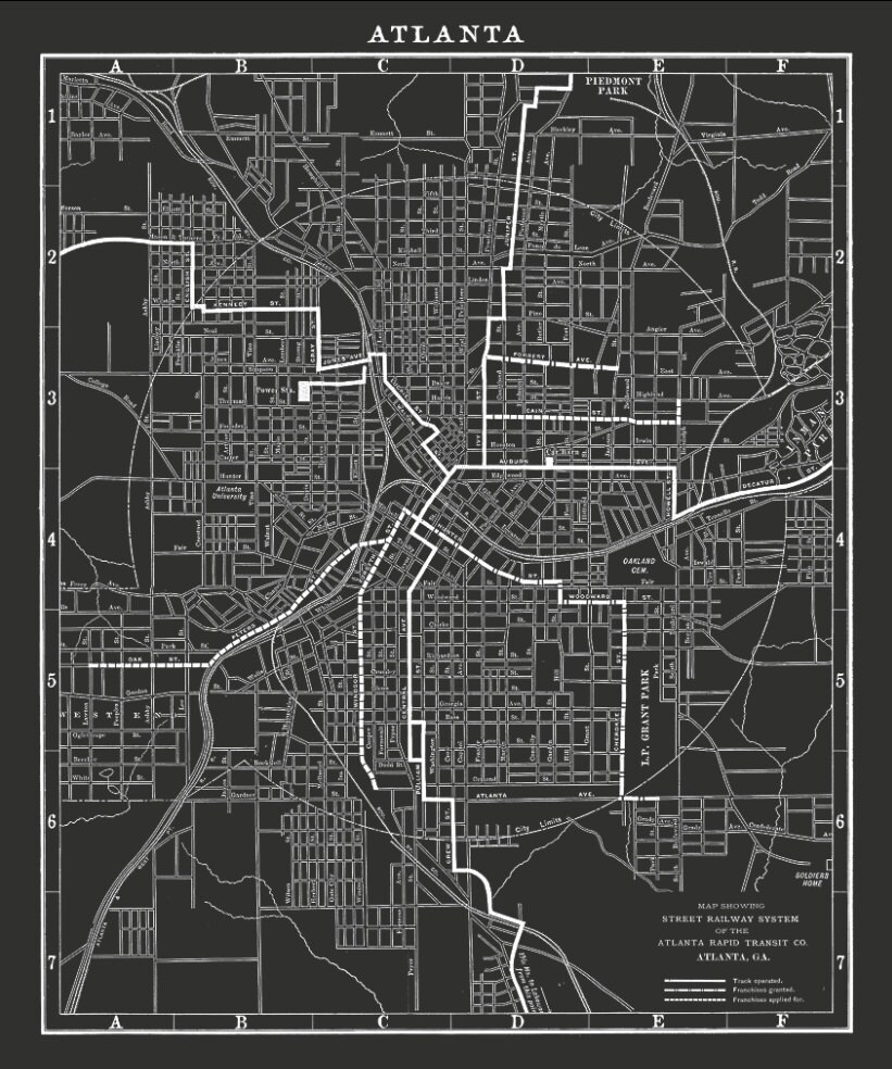 Atlanta Map : Vintage Atlanta Map Print Poster Circa 1901 | Etsy