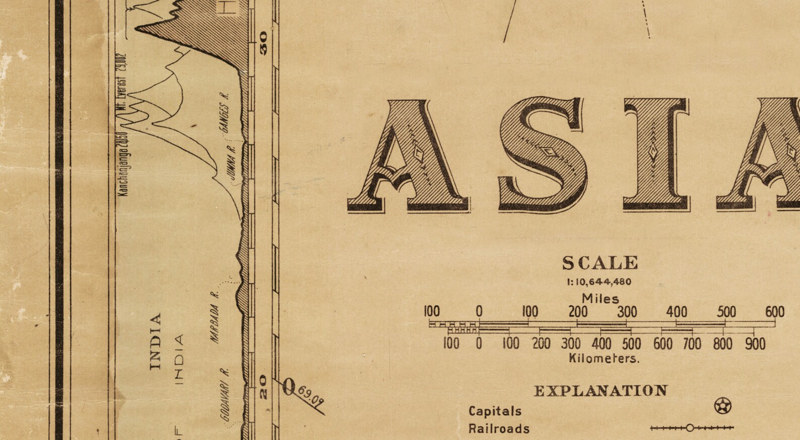 Asia Map Print : Vintage Asia Map - Old Asia Map - Large Asia Map ...