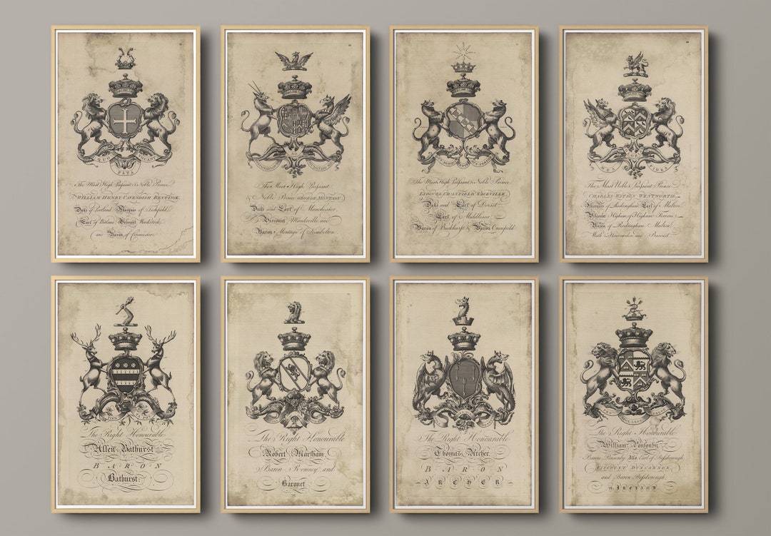 Coat of Arms Prints: Family Crest 18th C. English Armorial - Etsy