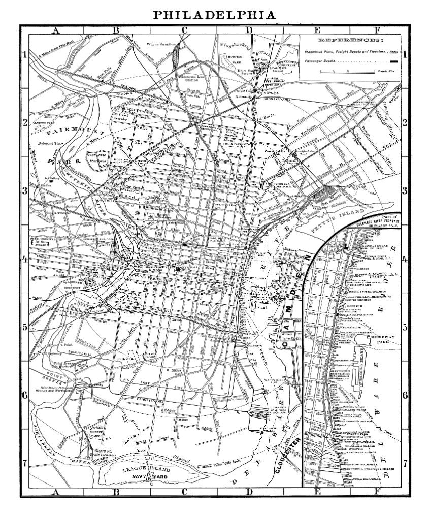Philadelphia Map : Black and White Vintage Philadelphia Map | Etsy