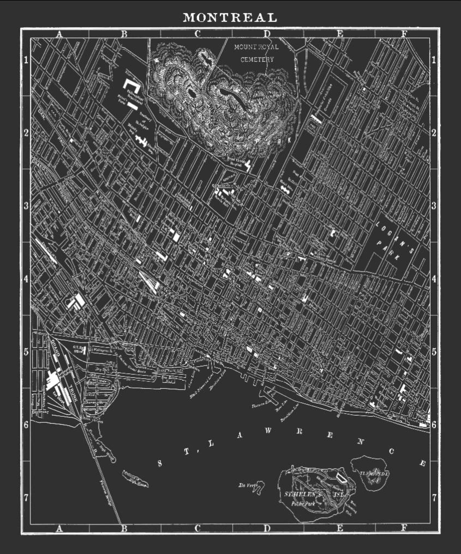 Montreal Map : Vintage Montreal Map Print Poster - Montreal Canada Map ...