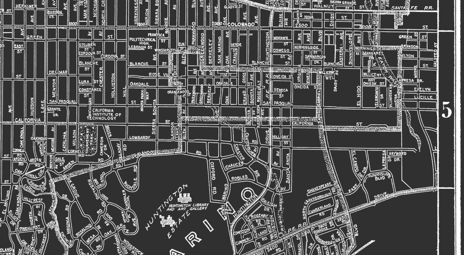 Pasadena Map : Vintage Pasadena Map Print - Old Pasadena California Map ...