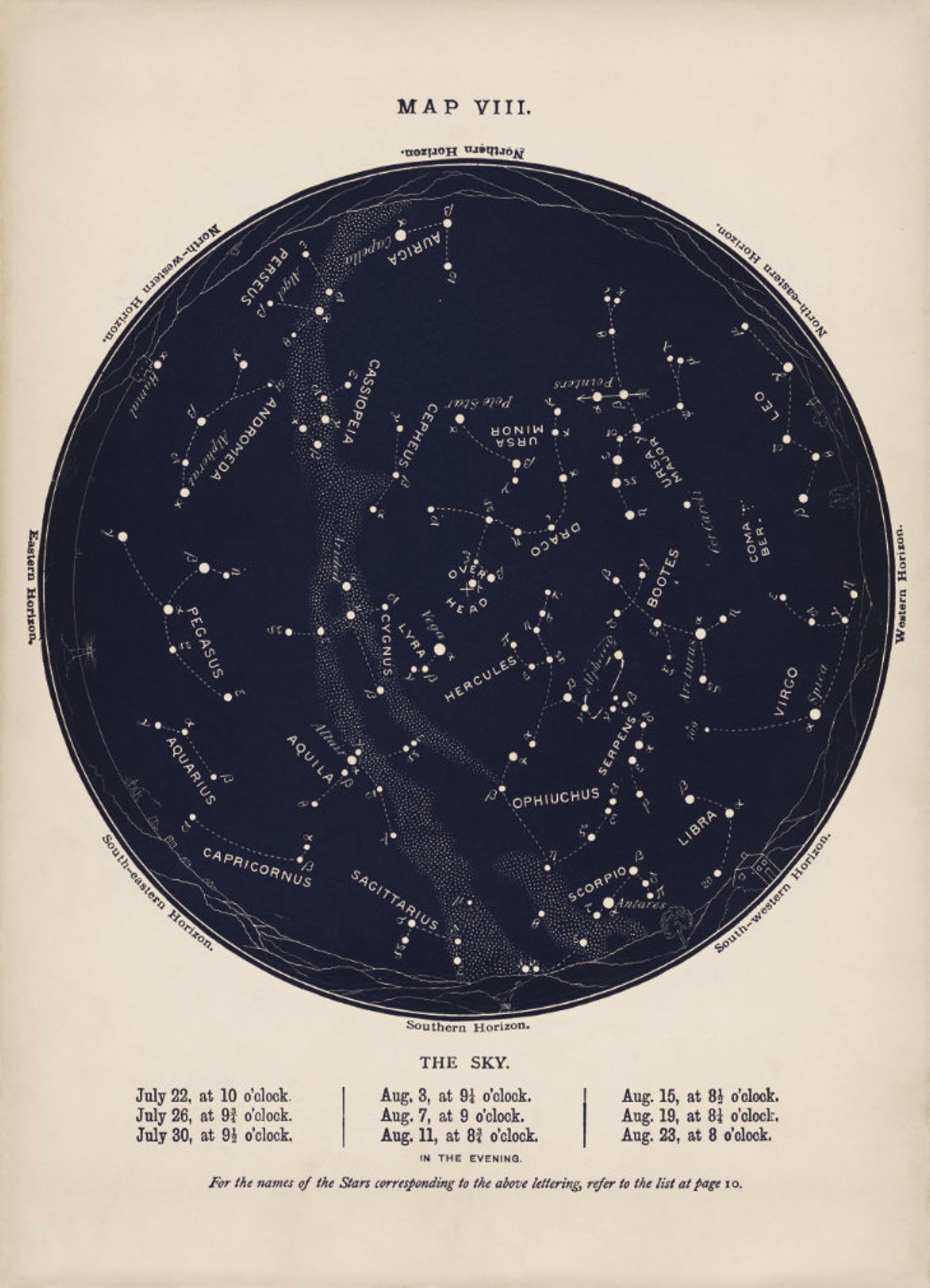Night Sky print : Constellation Map Kids Star Map Vintage | Etsy