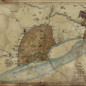 Delhi India Map : Vintage Rustic Circa 1857 Delhi Map Map - Etsy