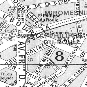Paris Map - 8th Arrondissement Map - Élysées Map Print : Paris Street ...