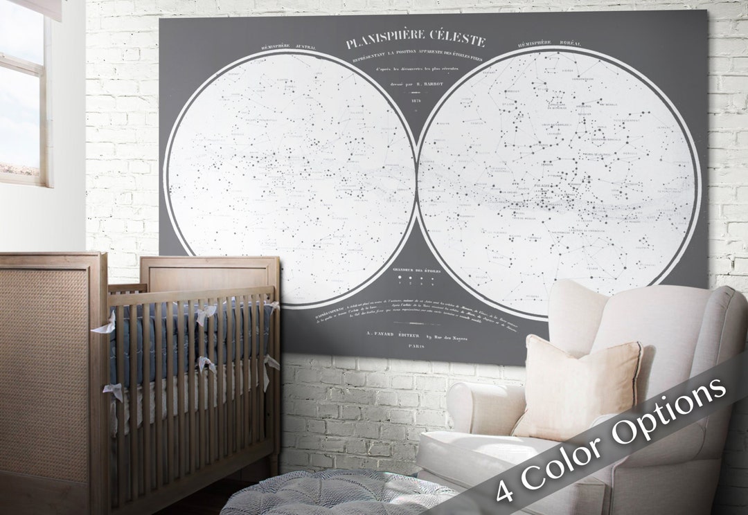 Nursery Star Map : Vintage French Constellation Map - Constellation Map ...