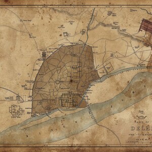 Delhi India Map : Vintage Rustic Circa 1857 Delhi Map Map Print Poster ...