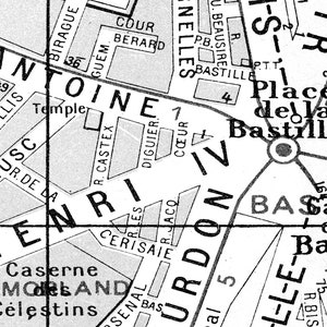 Paris Map - 4th Arrondissement Map - Hotel De Ville Print : Metro Paris ...