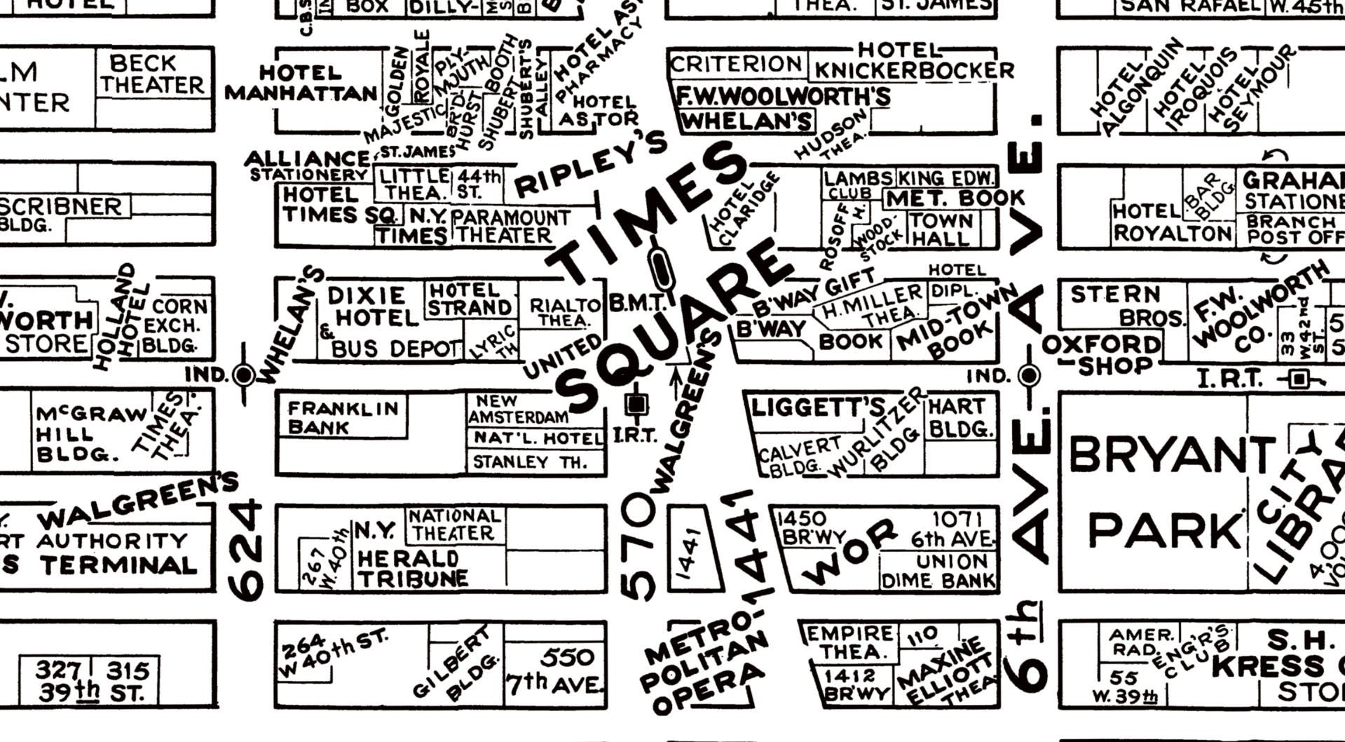 New York Map Print : - 1955 Midtown Manhattan Map Print - Archival New ...