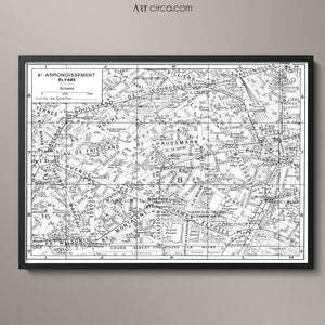 Paris Map - 8th Arrondissement Map - Élysées Map Print : Paris Street ...