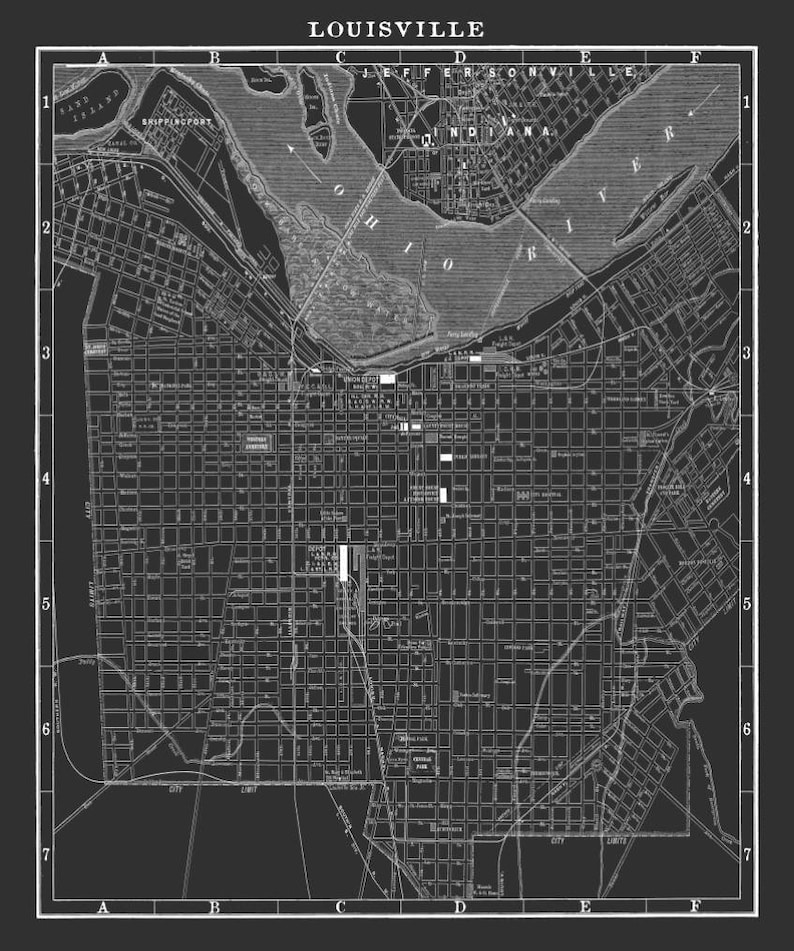 Louisville Map : Louisville Map Print Vintage Louisville | Etsy