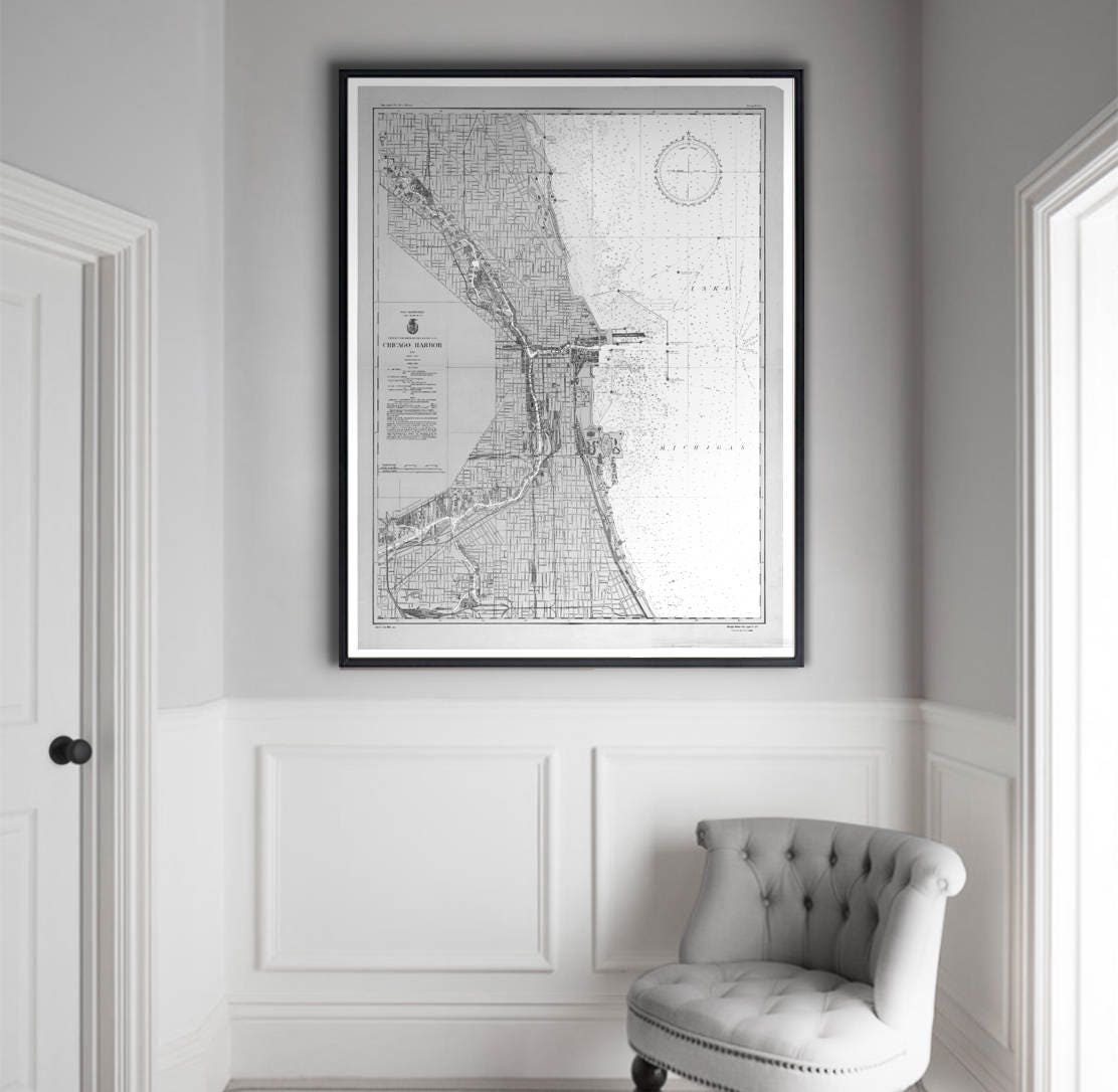 Chicago Harbor Map : Vintage 20th C. Nautical Survey Map | Etsy