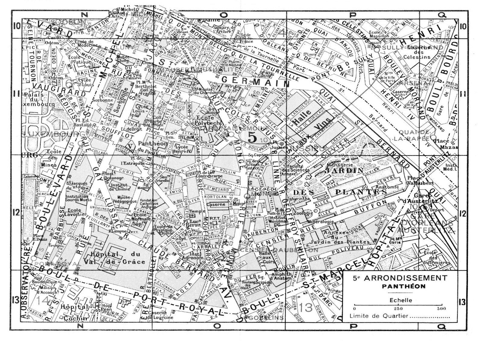 Paris Map - 5th Arrondissement Map - Pantheon Map Print : Vintage Paris ...