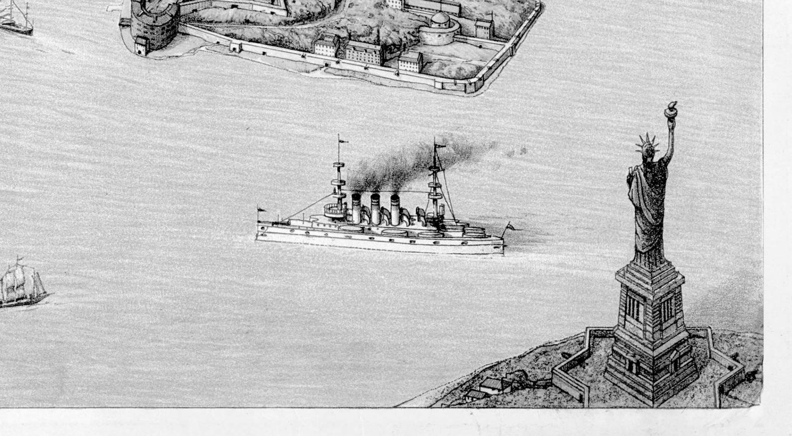 Manhattan Map : 1908 Map of New York City Birds Eye View of - Etsy