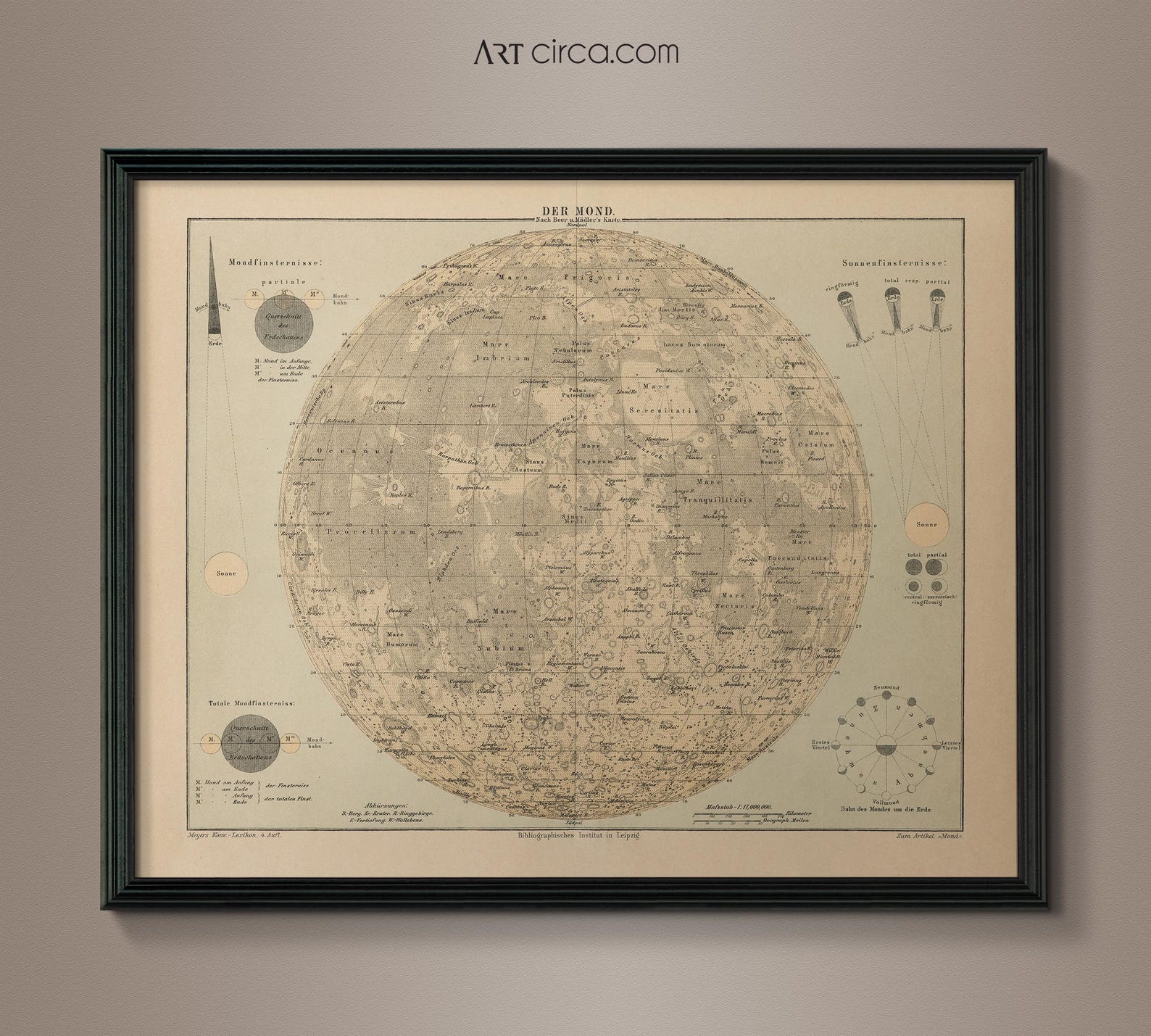 Lunar Map Print : Antique Lunar Map - Moon Map Art Print Poster 1910 ...
