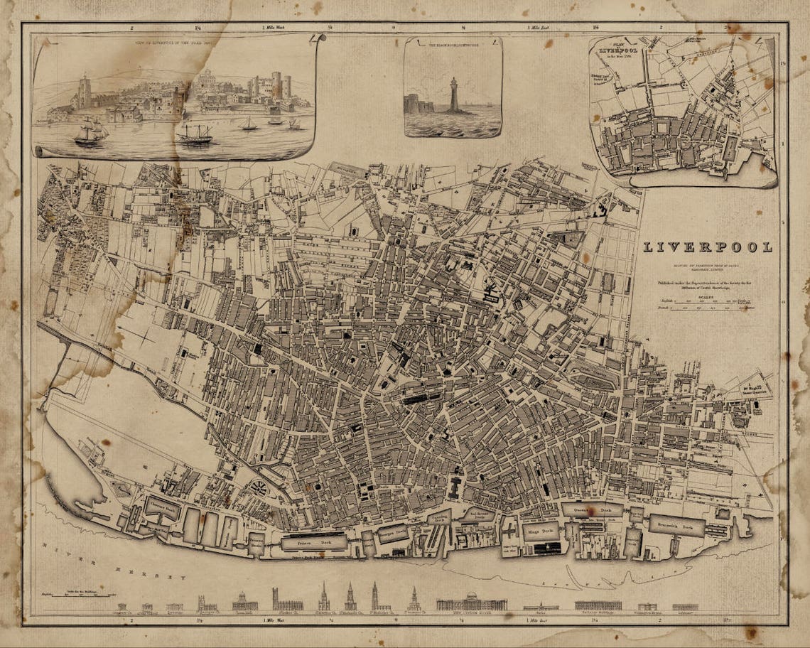 Liverpool Map : Vintage Liverpool Map Print Poster Liverpool - Etsy