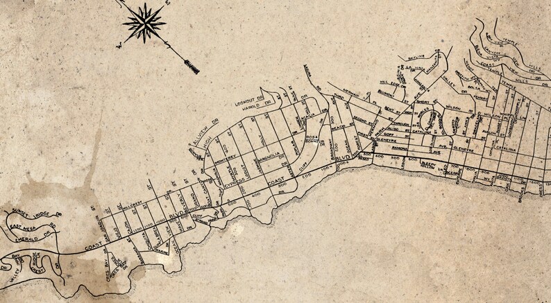 Laguna Beach Map : Vintage Laguna Beach Map Print Poster Circa - Etsy