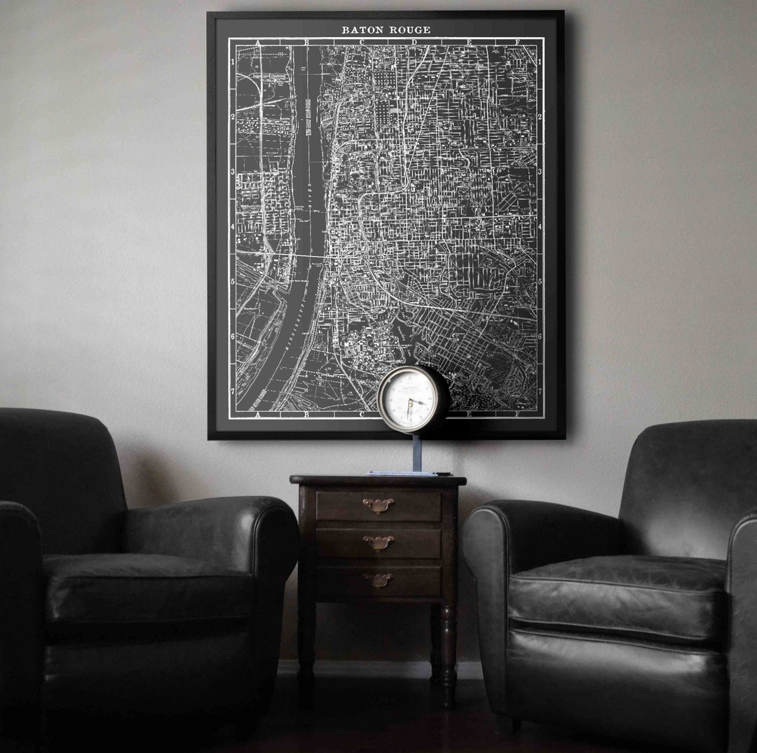 Baton Rouge Map : Vintage Baton Rouge Map Print - Old Baton Rouge Map ...